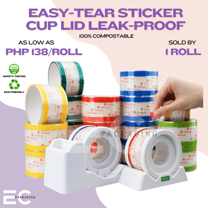 EC EASY-TEAR STICKER CUP LID LEAK-PROOF WATERPROOF TAKEAWAY SEALING ...