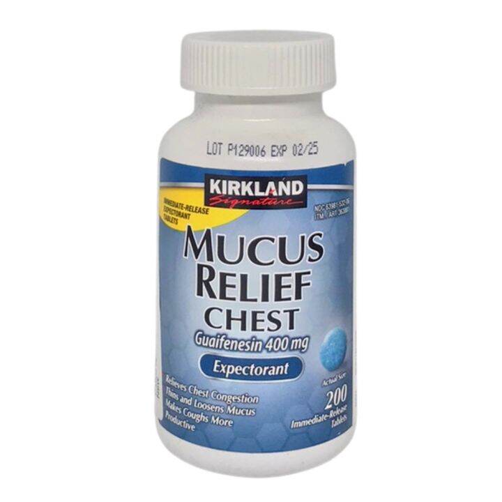 Kirkland Signature Mucus Relief Chest Guaifenesin 400 mg Expectorant ...
