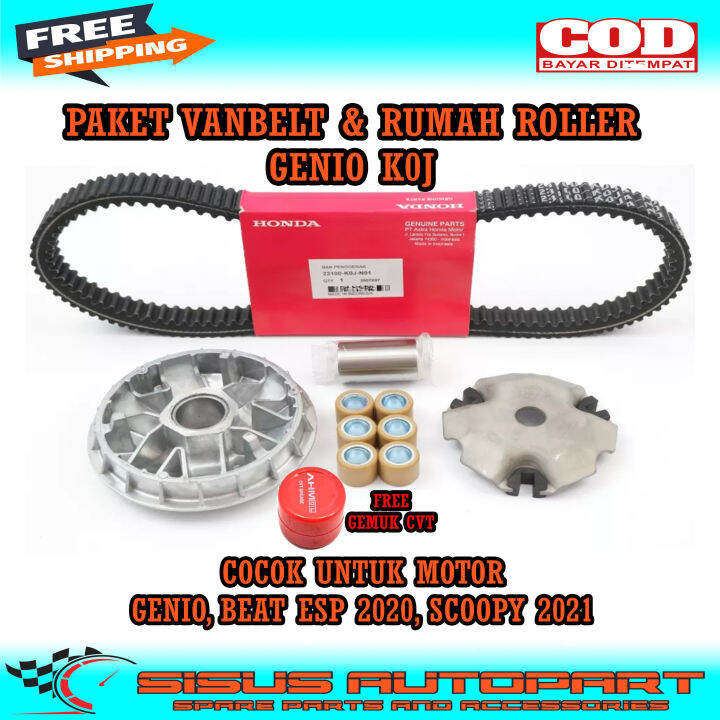 PAKET VANBELT DAN RUMAH ROLLER ASSY GENIO BEAT NEW 2020 SCOOPY ESP 2021 / VBELT GENIO RUMAH ...