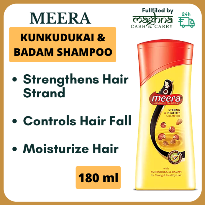 Meera Strong & Healthy Shampoo with Kunkudukai & Badam (Almond) 180 ml ...