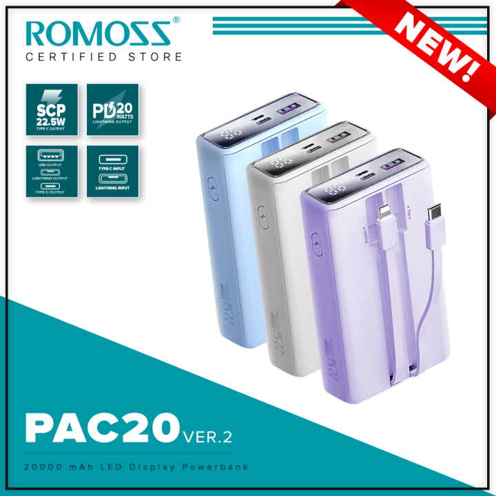 【New Arrival】Romoss PAC20（Ver2.0）20000mAh Power Bank 22.5W Super Fast ...