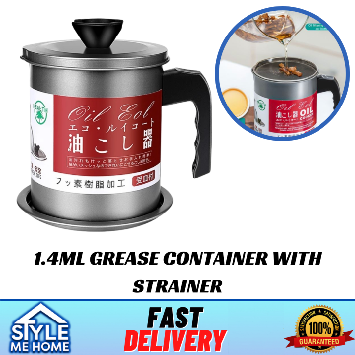 [Best Seller] 1.4L Grease Container with Strainer Used Cooking Oil ...