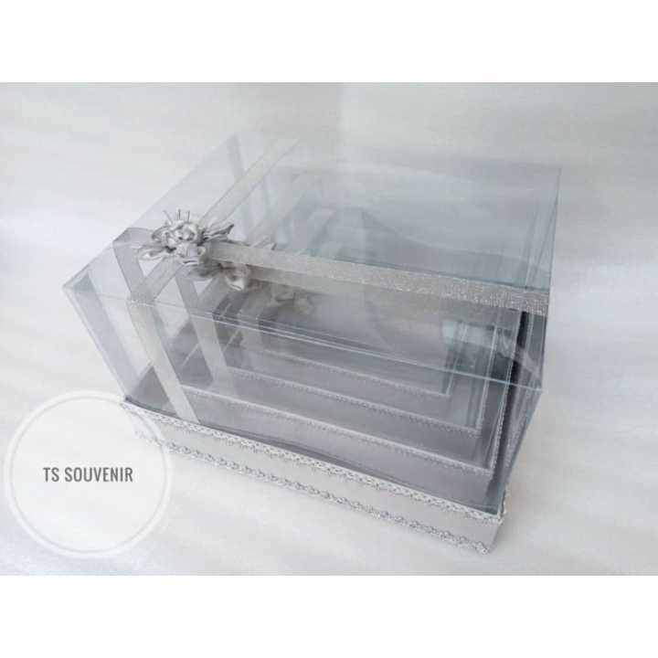 Kotak hantaran / kotak seserahan / box hantaran mika list pita silver ...