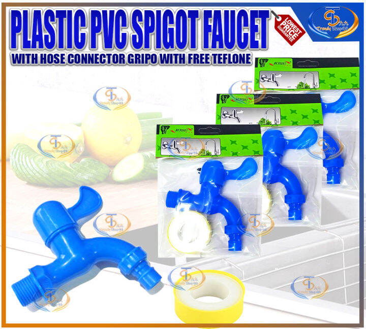 Multipurpose Plastic PVC Spigot Faucet with Hose Connector and free ...