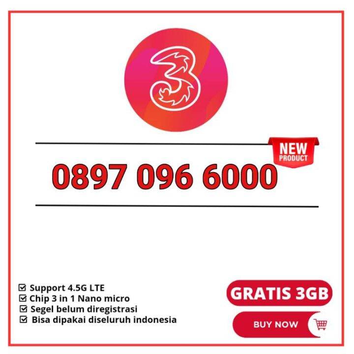 Nomer cantik tri perdana three cantik tri 11 digit 6000 | Lazada Indonesia