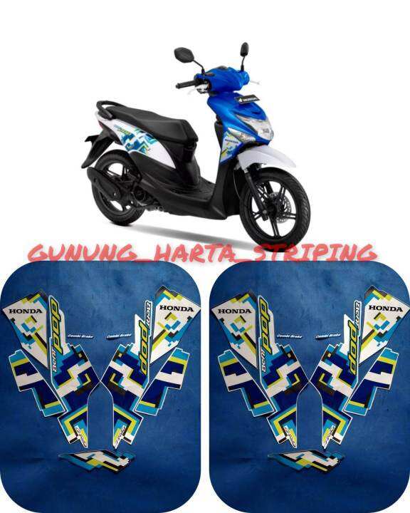 STIKER BEAT STRIPING LIS LES SET BEAT POP 2017 PUTIH BIRU FULL BODY ...