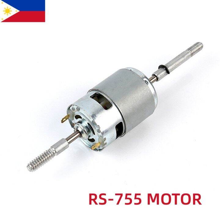 RS-755 Motor 12V 24V Universal Torque Low Noise High Speed DC Motor Long Shaft Thread Screw ...
