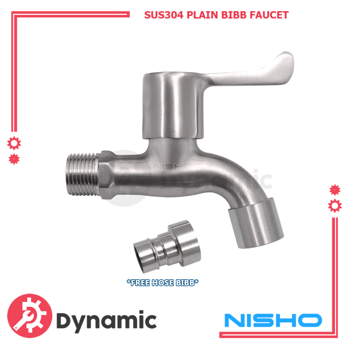 SUS304 Stainless Plain Bibb Wall Faucet Bathroom Garden Kitchen Sink ...