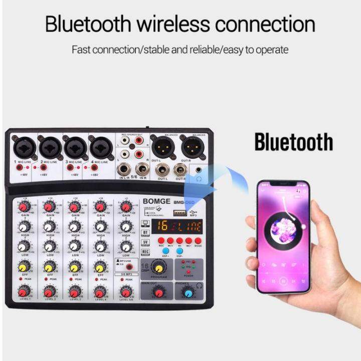 Wireless 6-Channel Audio Mixer Portable Sound Mixing Console USB ...