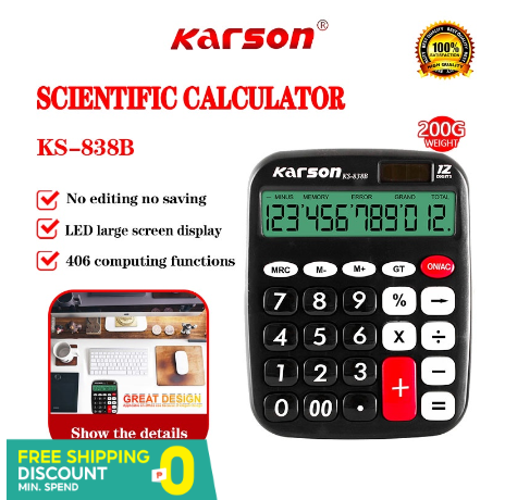 KARSON Calculator Cute Office Calculator Small Size 12 Bit Solar ...
