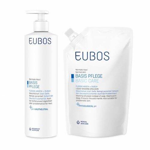 EUBOS Liquid BLUE Washing Emulsion 400ml FOC 400ml Refill Pack (Exp: 09 ...