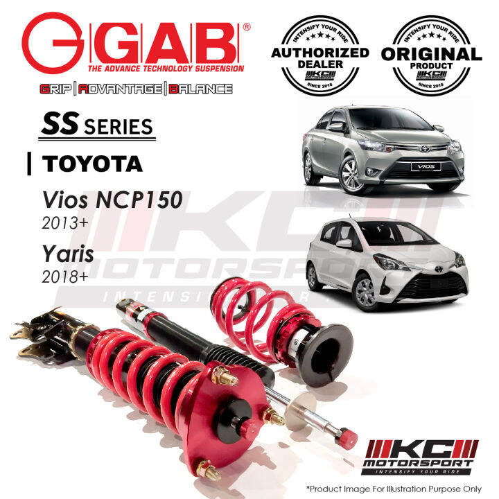 Toyota Vios NCP150 2013+ / Yaris 2018+ - GAB SS Series Fully Adjustable Suspension / Coilover ...