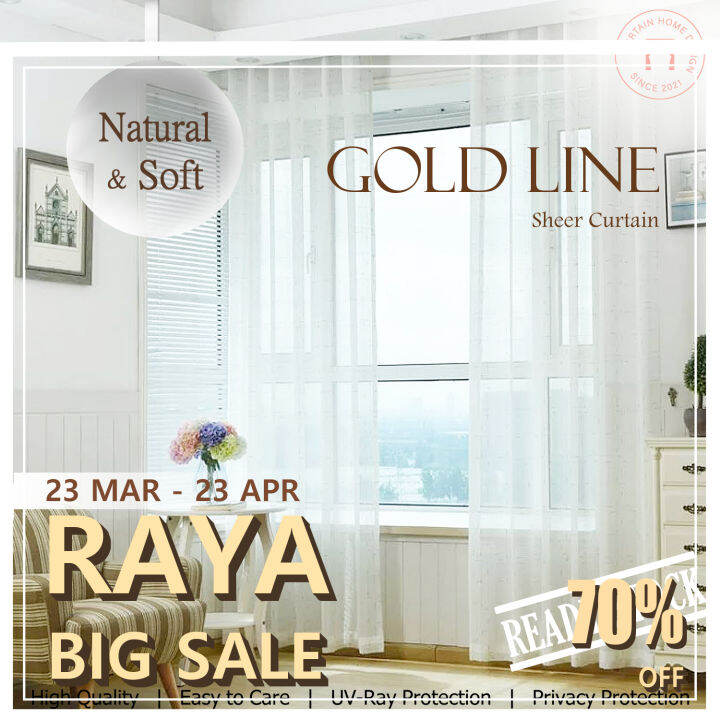 CurtainHomeDesign | Gold Line Sheer Langsir Murah Langsir Jarang Sheer ...