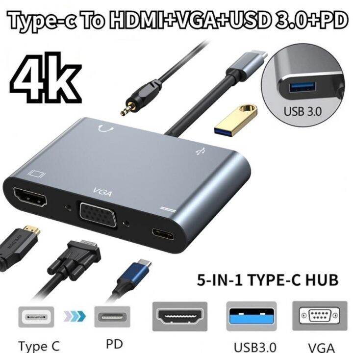 【CW】 5 In 1 USB 3.0 Computer Hub Notebook Charging Ports 3.5mm Audio ...