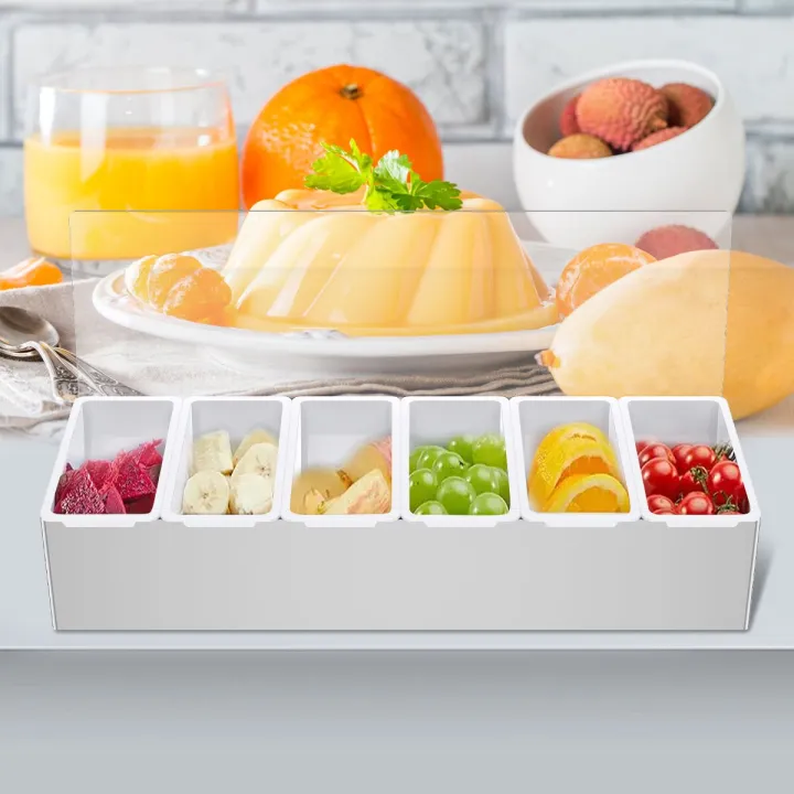 Condiment Dispenser Holder 6 Compartment With Lids Stainless Steel ...