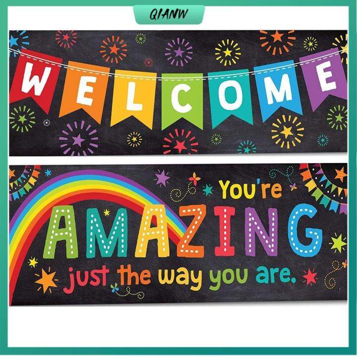 QIANW Opening Classroom Decorations Season Banner Paper Welcome Banner ...