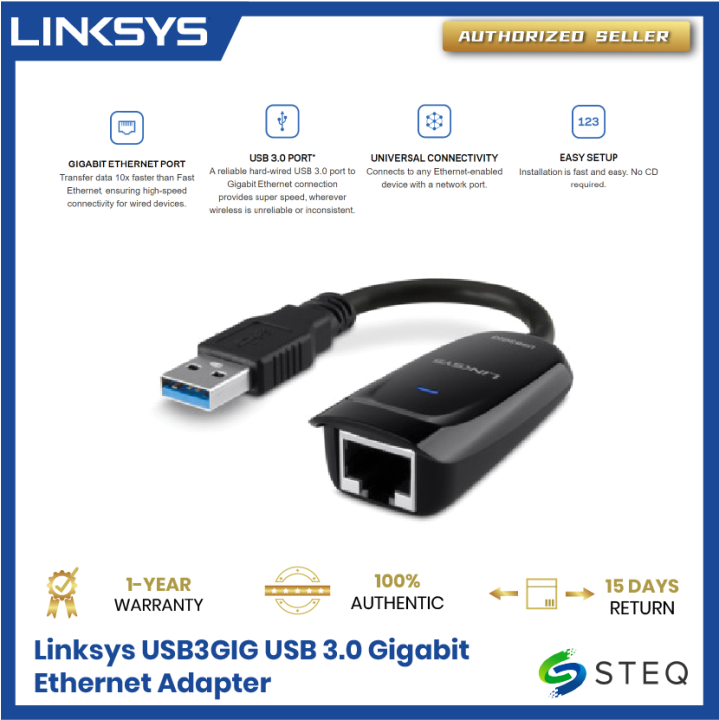 STEQ Linksys USB3GIG USB 3.0 Gigabit Ethernet Adapter | Lazada PH