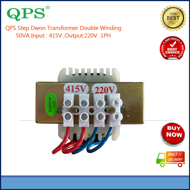 Qps Step Down Transformer Double Winding 1phase 50va Input 415v Output 220v 24v Input 240v