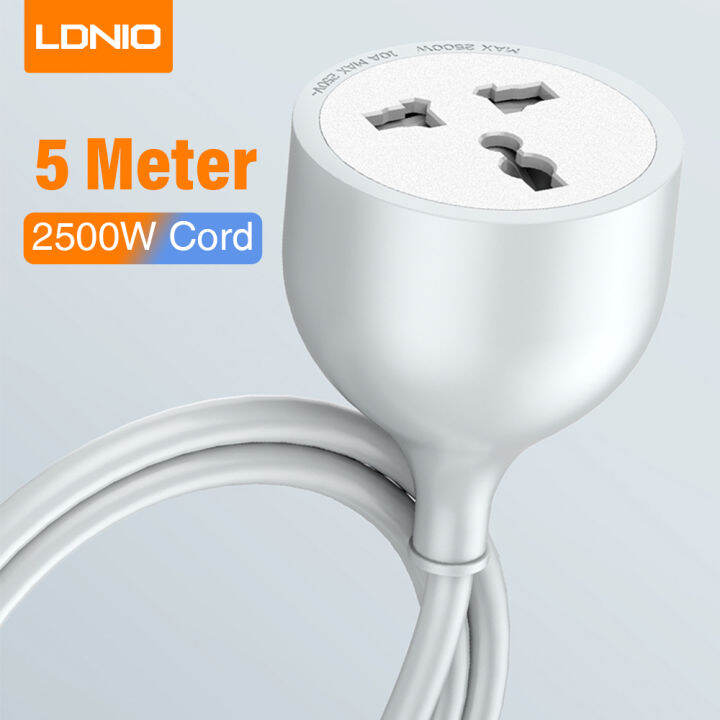 LDNIO 5 Meter Power Strips 2500W Universal Socket Anti-Flaming PVC ...