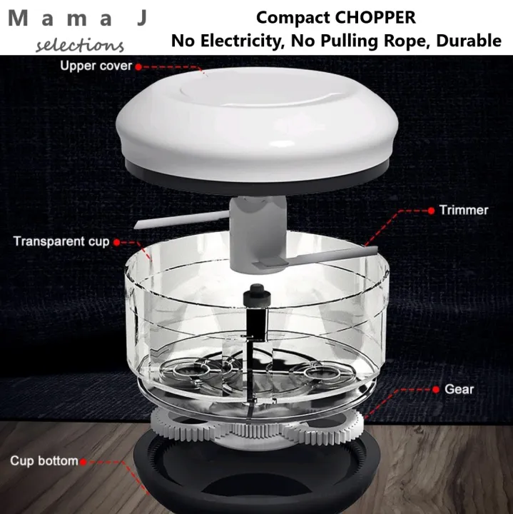 Mama J Food Chopper Compact Food Slicer Easy Spin Cutter Vegetable ...