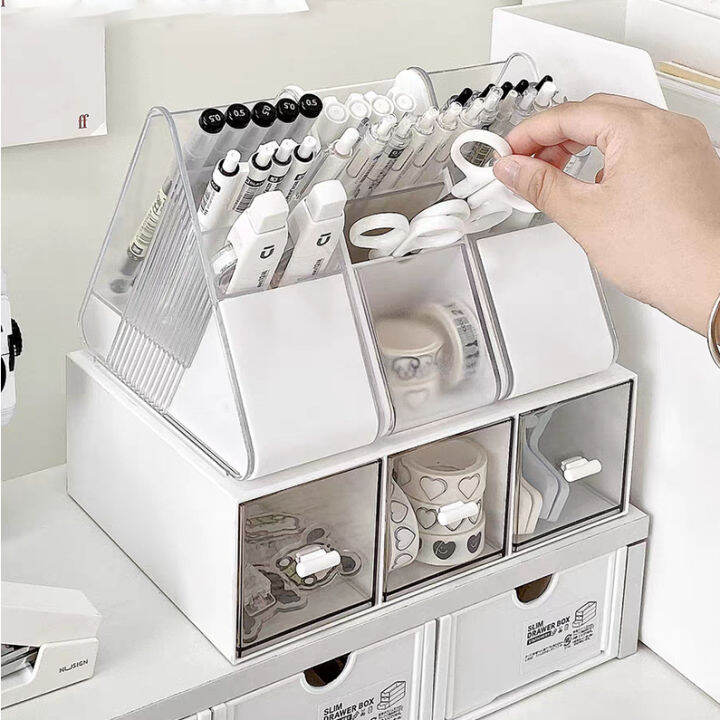 Triangular Multi-layer Pen Holder Pencil Storage for Office Home School ...