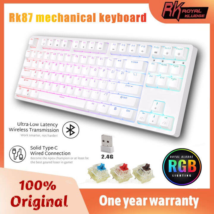 Royal Kludge RK87 Tri-Mode Bluetooth 2.4G 87 Keys Mechanical Keyboard ...