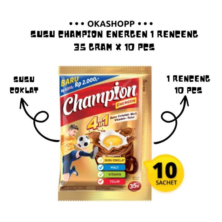 Energen Champion Susu Coklat 1 Renceng 10 Pcs / New Energen Champion 35 ...