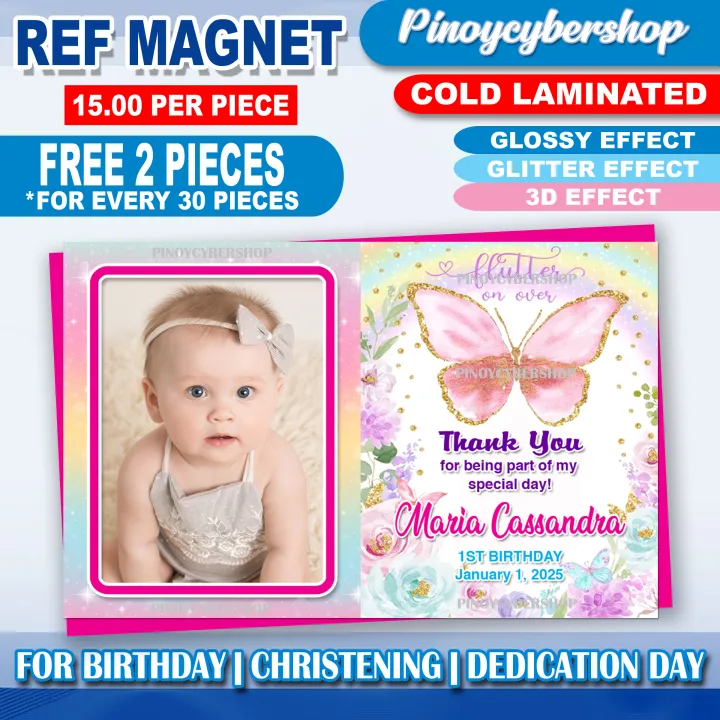 Butterfly Ref Magnet Birthday Christening Baptismal Baptism Dedication ...