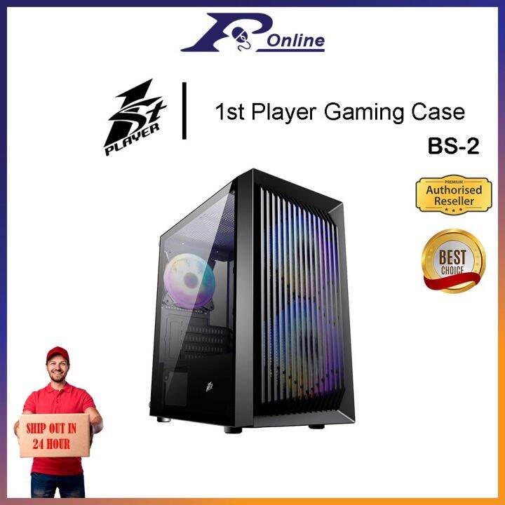 1st Player BLACKSIR BS-2 Tempered Glass Side Panel Gaming Casing with 3 ...