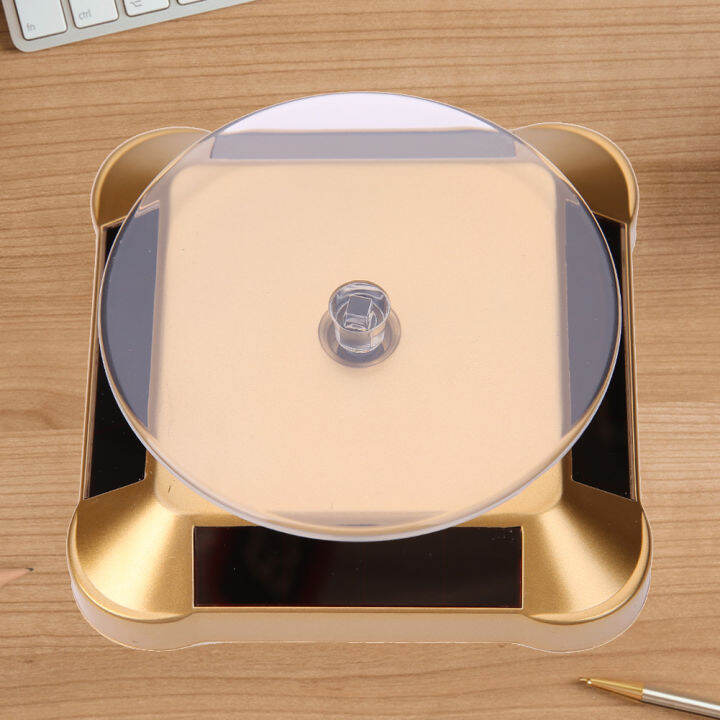 New Solar Showcase 360 Turntable Rotating Jewelry Watch Ring Display ...