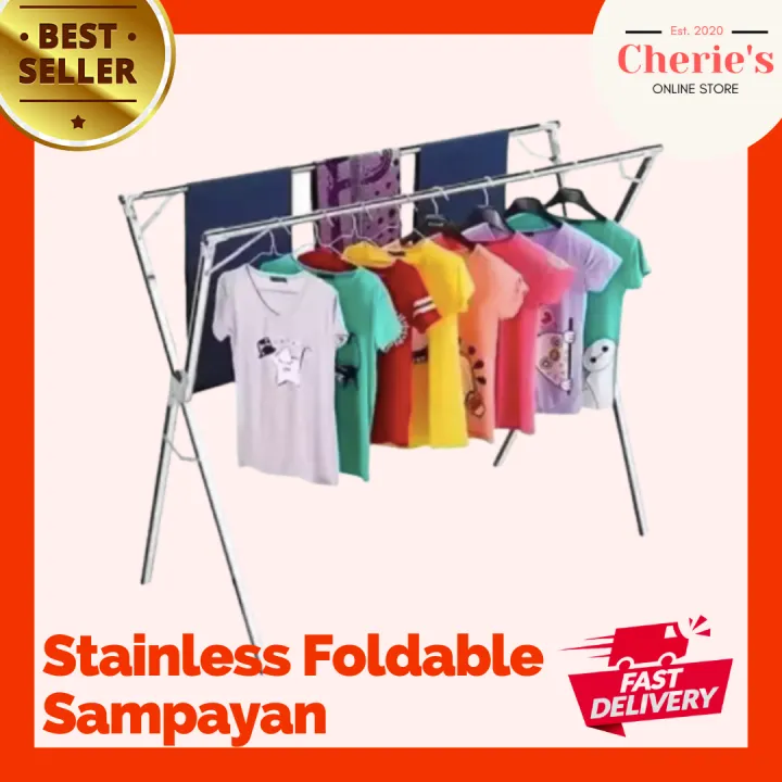 CHERIE Foldable Sampayan [GALVANIZED IRON], Outdoor Folding Drying Rack ...