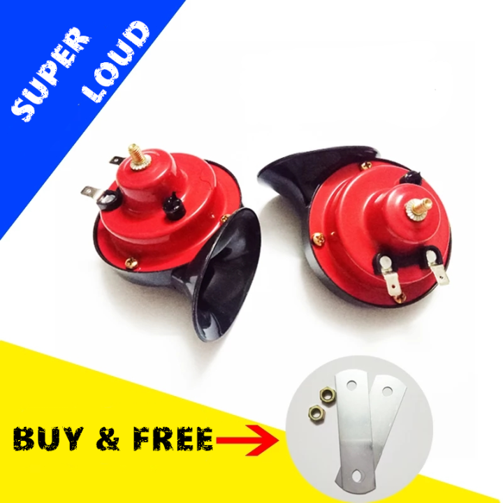 2 PCS 12v Car Twin Tone Snail Bm Horn Type R Alarm Loud High Low Tone ...