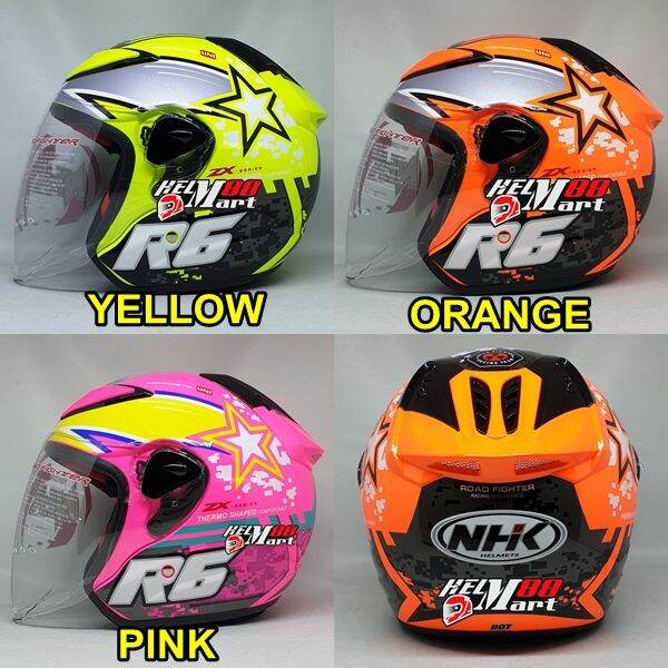Helm NHK R6 SE PIXEL FLUO Helm Half Face Helm NHK Stabilo | Lazada ...