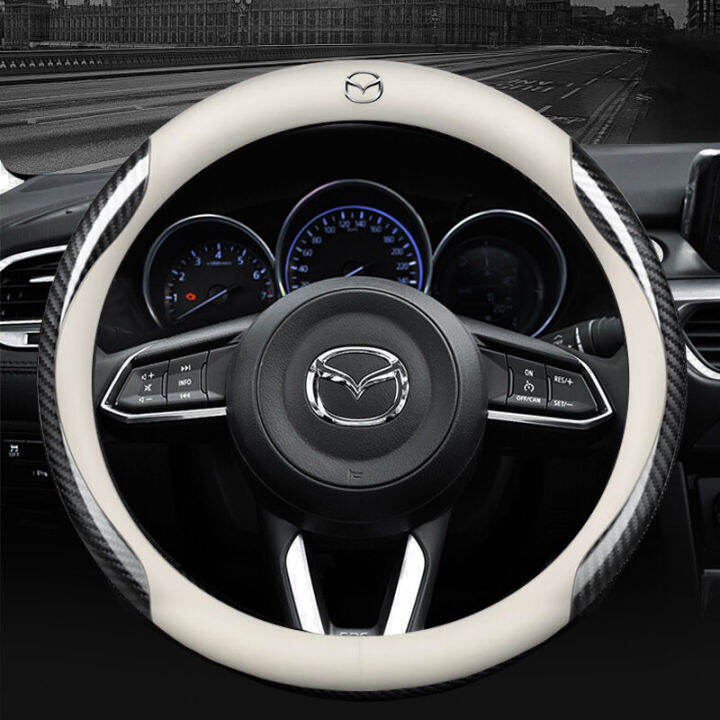 New Style Cowhide Leather steering wheel cover for Mazda 2 3 6 232 CX3 CX4 CX5 CX8 CX30 BT50 ...
