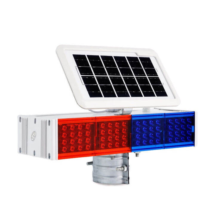 Solar traffic warning light Road warning strobe Red and blue double ...