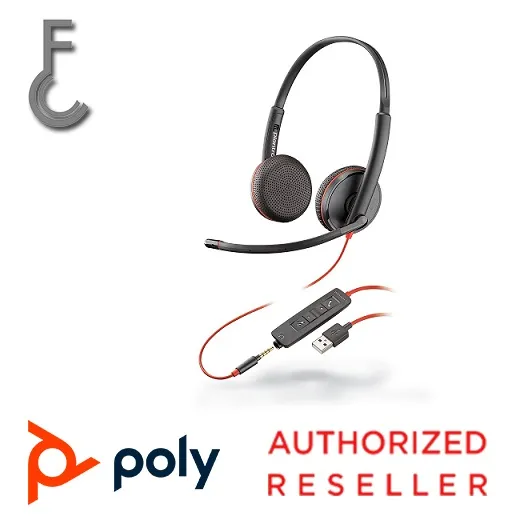 Poly Plantronics Blackwire 3225 USB-A Wired Headset Dual-Ear Stereo ...