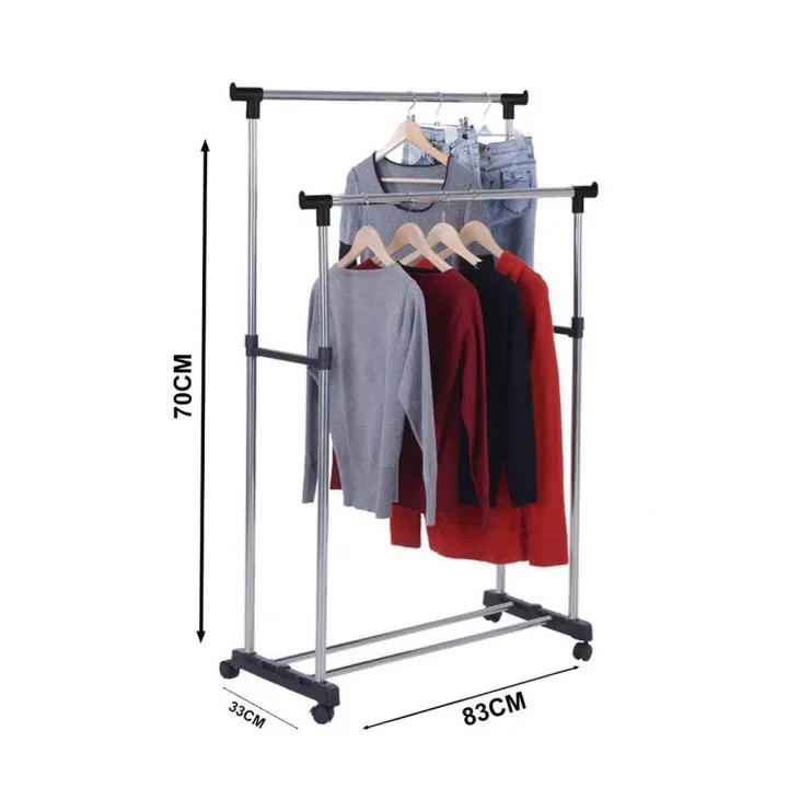 Home Deals Original Adjustable Double Rail Garment Rack With Shoes ...