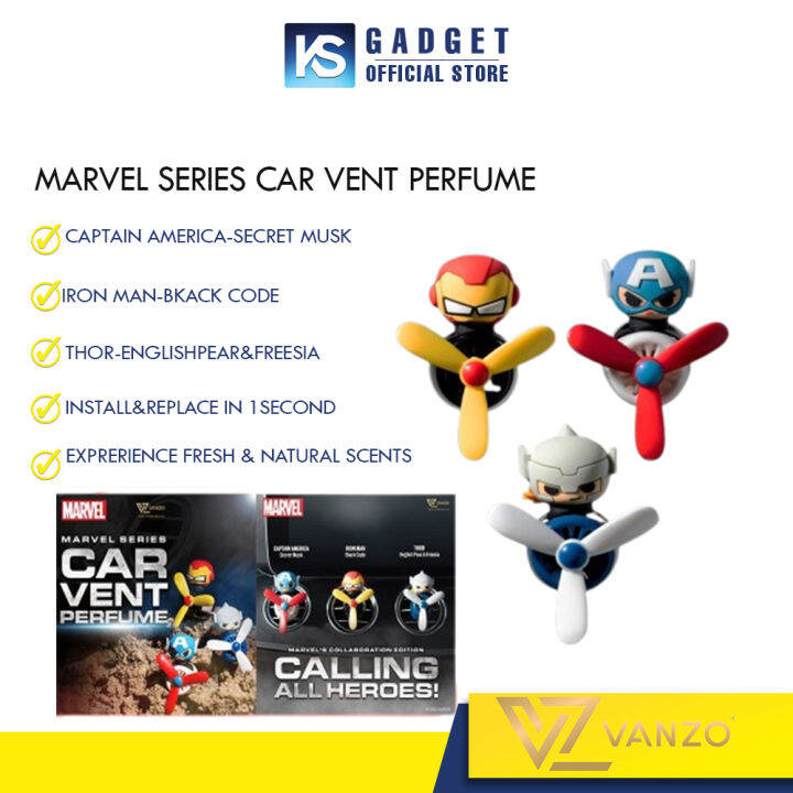 VANZO Marvel Series Car Vent Perfume ( CAPTAIN AMERIC / IRON MAN / THOR ...