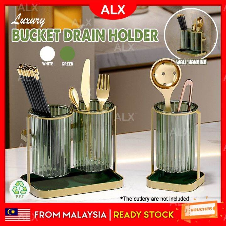 ALX BORONG MALAYSIA Luxury Cutlery Holder Basket Drainable Utensil ...
