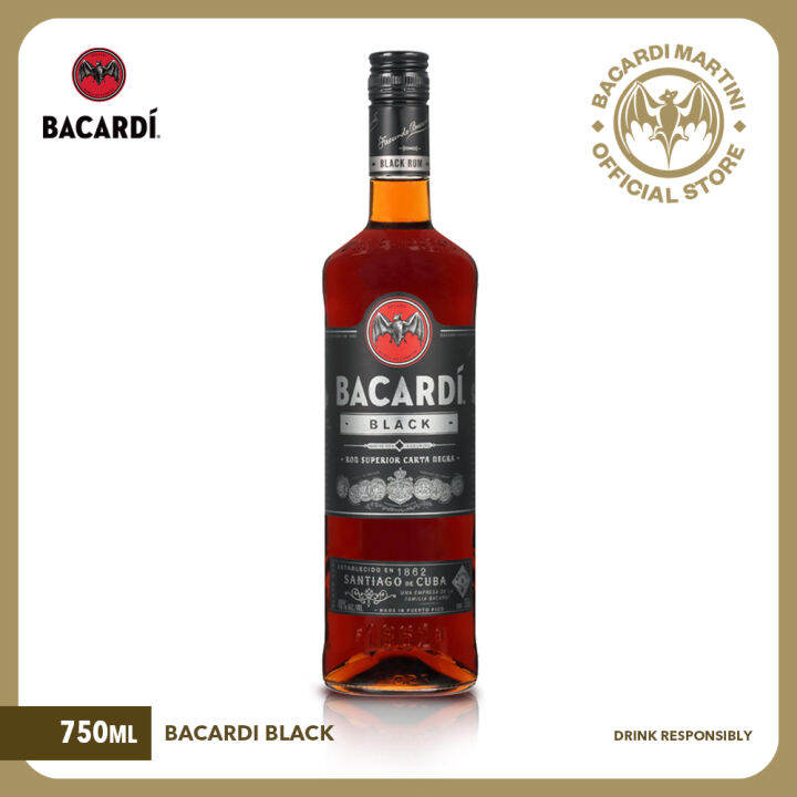 BACARDI Black Rum - 750ml, 40% ABV - Dark flavours develop in heavily ...