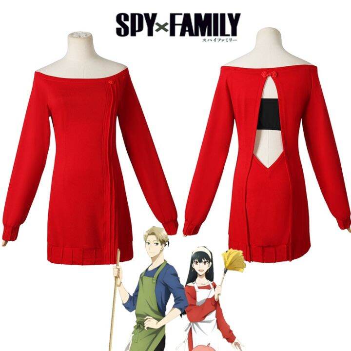 * SPY X FAMILY Yor Forger Red Sweater Cosplay Costume Red Tube Knitting ...
