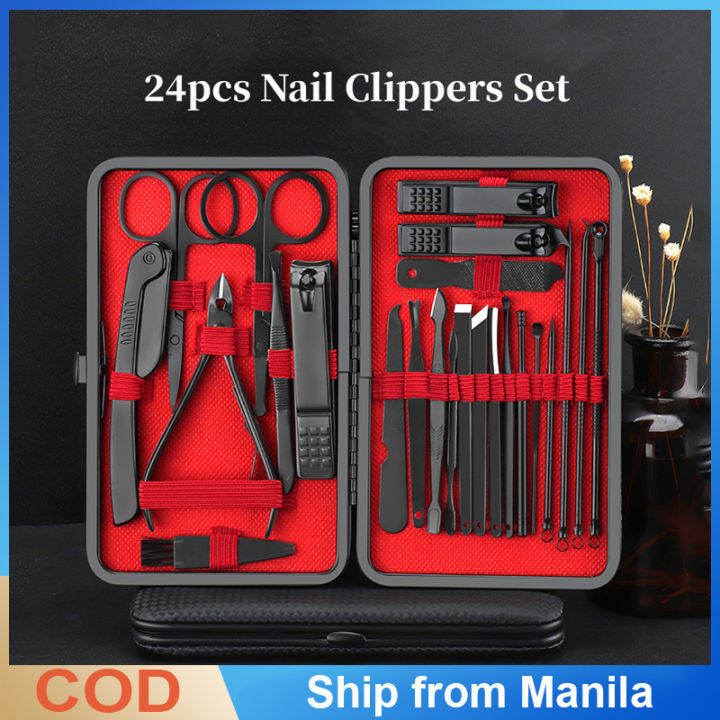 24pcs Stainless Steel Manicure set Professional Nail clipper Kit of ...