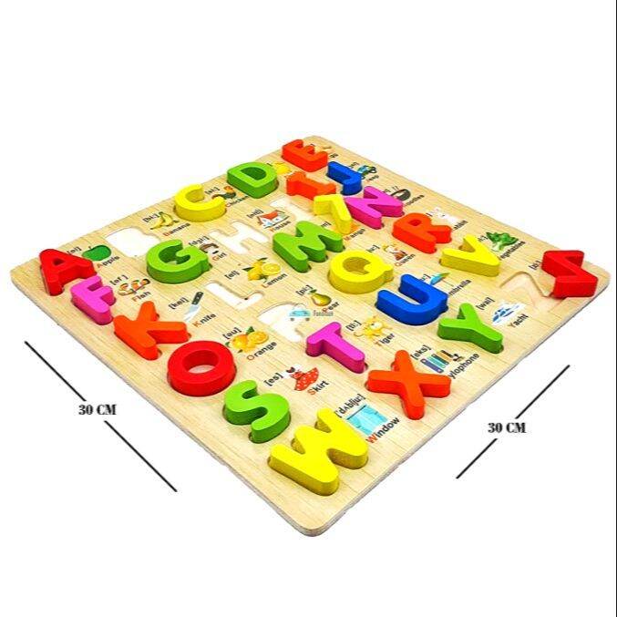 Wooden Capital Alphabet Puzzles with Pictures for Children - Montessori ...