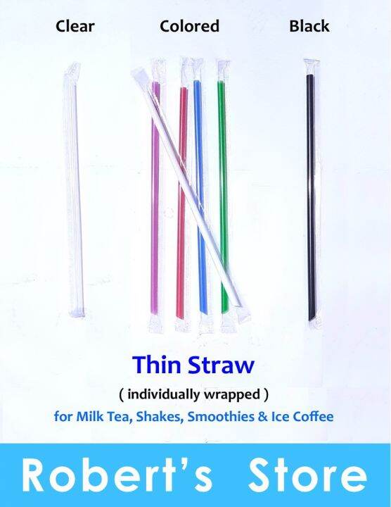 Thin Straw 8.5 inch 21cm Transparent / Colored / Black Color 50pcs 0 ...