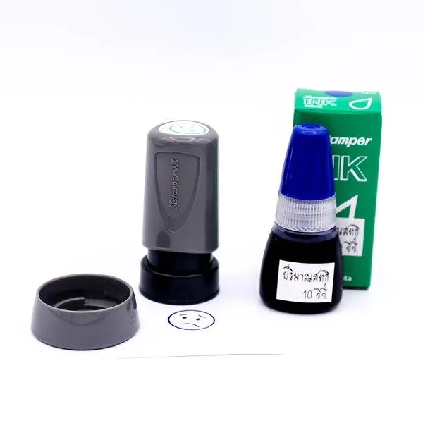 Xstamper ตรายาง การ์ตูน ญี่ปุ่น หมึกในตัว ตรายางหมึกในตัว รูปหน้าบึ้ง สีน้ำเงิน+หมึกเติมตรายาง ...