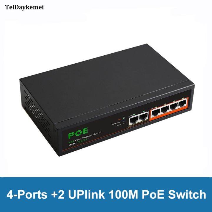 4 Port +2 UP-link 10/100Mbps POE Switch Fast Ethernet Network Switches ...