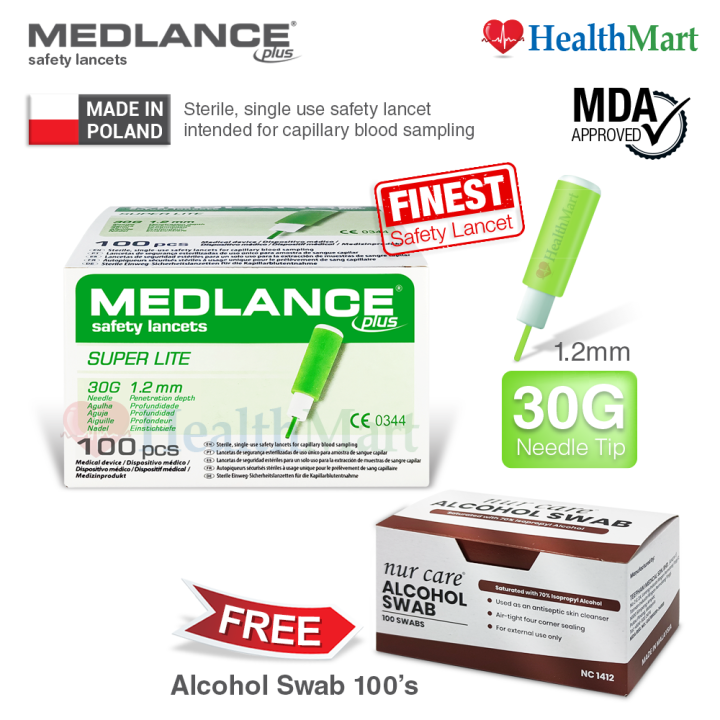 NEW MEDLANCE SAFETY LANCET 30G 100PCS FREE ALCOHOL SWAB 100'S | Lazada