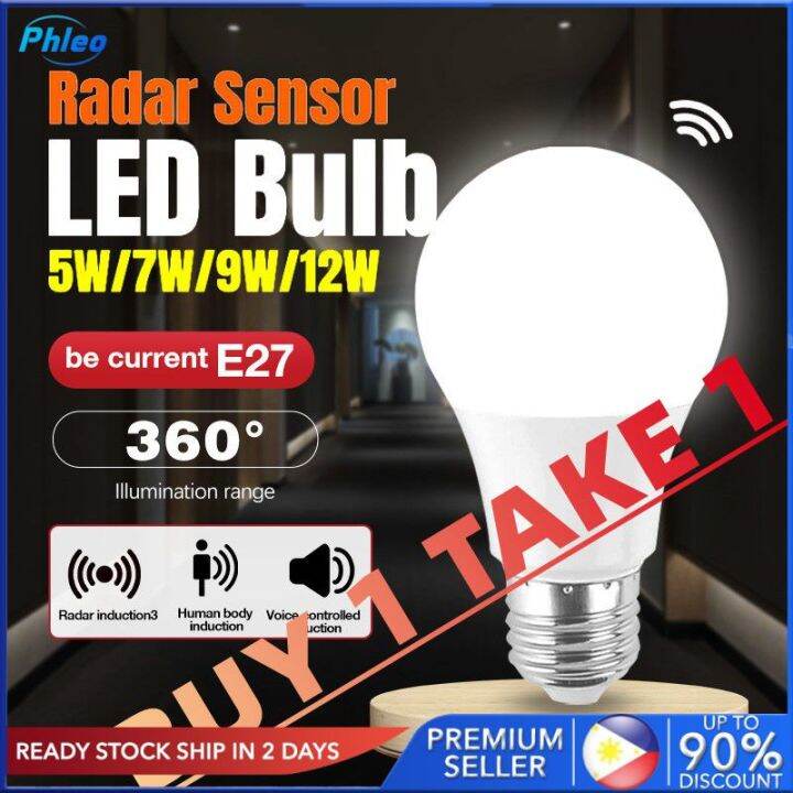 【buy 1 Take 1】radar Sensor Light Bulb 12w Motion Sensor Light Bulb E27