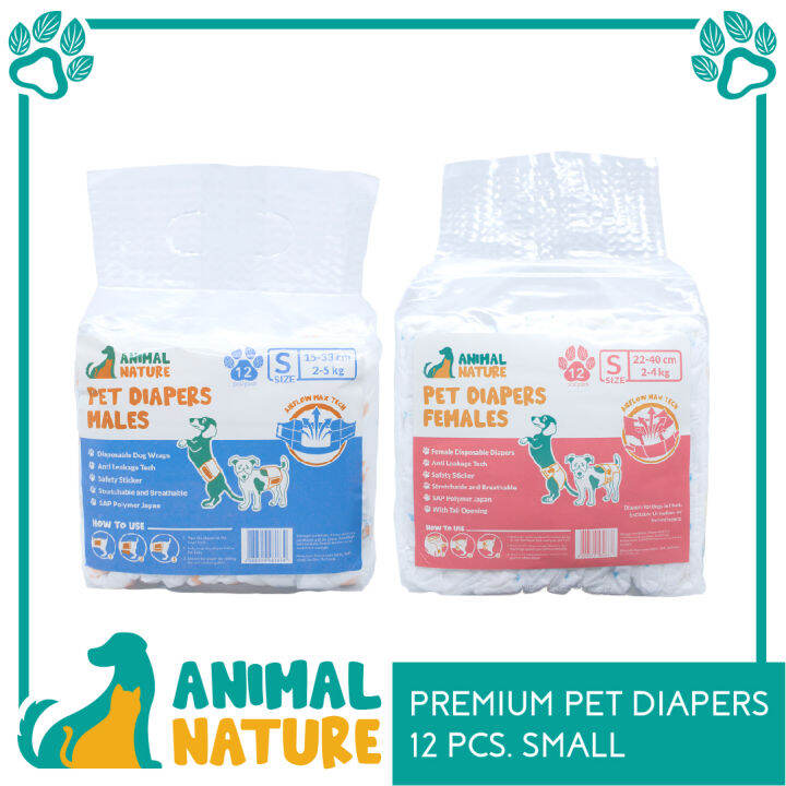 Animal Nature Premium Pet Diapers Japan SAP Tech 1 Pack 12 Pieces Male ...