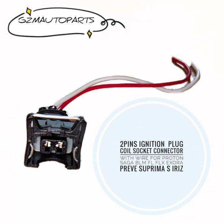2PINS IGNITION PLUG COIL SOCKET CONNECTOR WITH WIRE FOR PROTON SAGA BLM ...